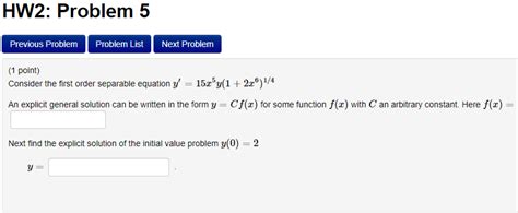 Solved Hw2 Problem 5 Previous Problem Problem List Next