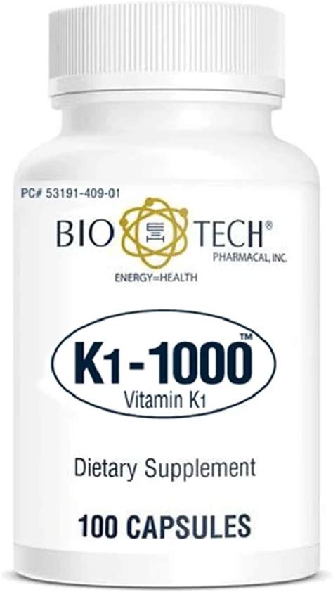 Bio Tech K1 1000 Vitamin K 1 100 Capsules Health