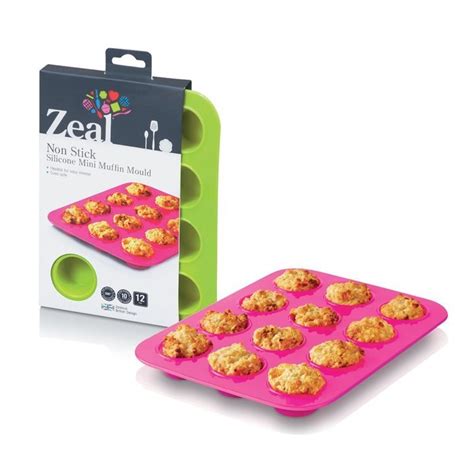 Zeal Non Stick Silicone 12 Cup Mini Muffin Mold Cupcake Pan Green