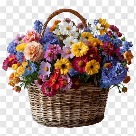 자연의 기쁨과 아름다움을 기념하는 다양한 종류의 꽃으로 가득 찬 바구니 바구니 떠는 구분 Png 일러스트 및 이미지 에 대한 무료 다운로드 Pngtree