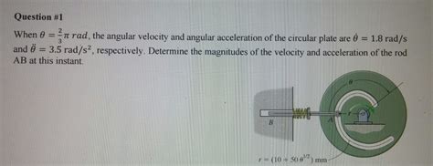 Solved When Theta Pi Rad The Angular Velocity And Chegg
