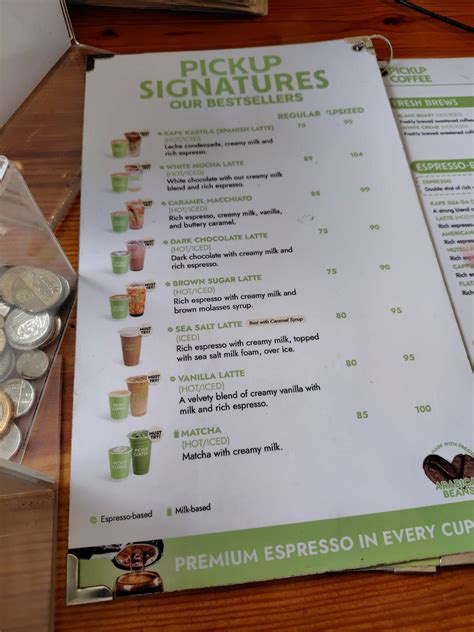 Menu At Pickup Coffee F Ramos Cebu City