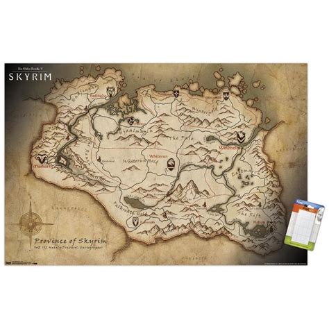 Trends International The Elder Scrolls V Skyrim Map Unframed Wall Poster Print White Mounts