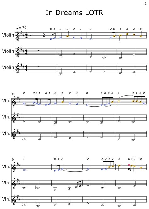 In Dreams Lotr Sheet Music For Violin