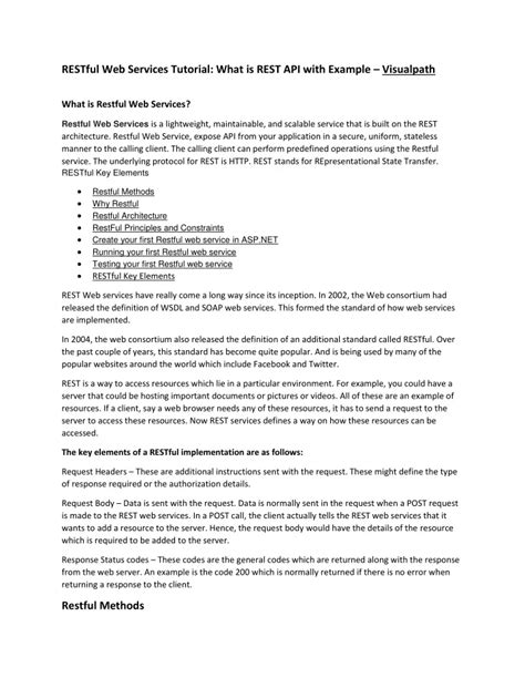 PPT RESTful Web Services Tutorial What Is REST API With Example Visualpath PowerPoint