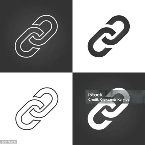 링크 아이콘 세트입니다 하이퍼링크 체인 기호입니다 간단한 아이콘입니다 벡터 일러스트 절연입니다 0명에 대한 스톡 벡터 아트 및