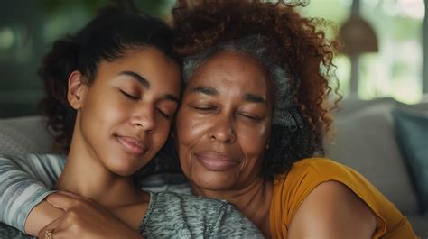 Premium Photo An Elderly Woman And A Young Woman Are Sitting On A