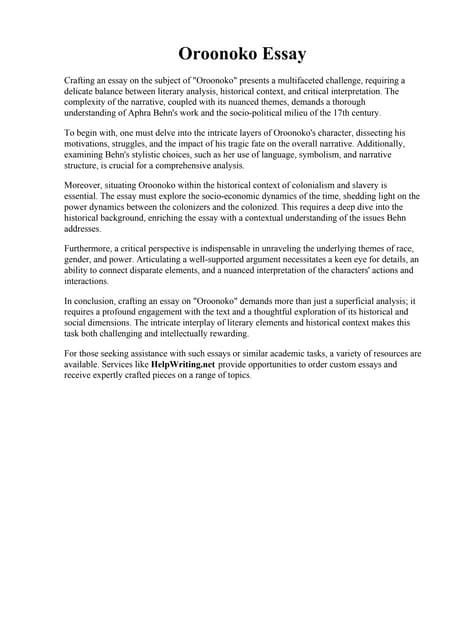 Oroonoko Essaypdf