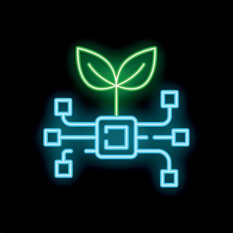 Neon Green Plant Growing From Microchip Circuit Board 52807042 Vector