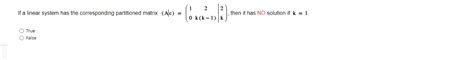 Solved A Linear System With The Corresponding Partitioned Chegg
