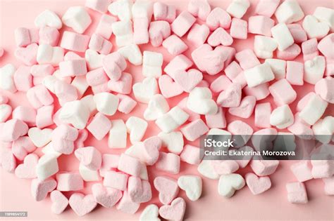 핑크 하트 마시멜로 배경 로맨스 발렌타인 데이의 콘pt 달콤한 로맨스 어머니의 날 설탕 단맛 복사 공간 0명에 대한 스톡 사진 및 기타 이미지 Istock