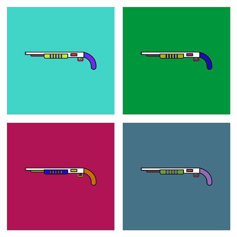 플랫 아이콘 디자인 컬렉션 군사 샷건 벡터 Ai Eps Uidownload