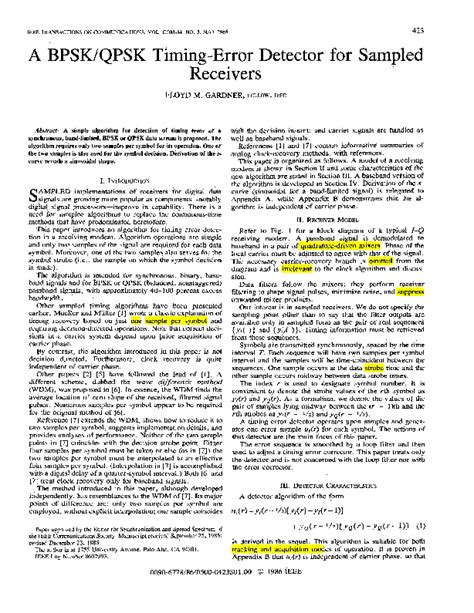 pdf a bpskqpsk timing error detector for sampled receivers