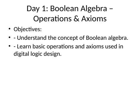 Digital Electronics Day1booleanalgebraaxiomspptx