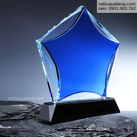 Phôi Kỷ Niệm Chương Pha Lê Trong Ngôi Sao Xanh 039 In Chuyển Nhiệt