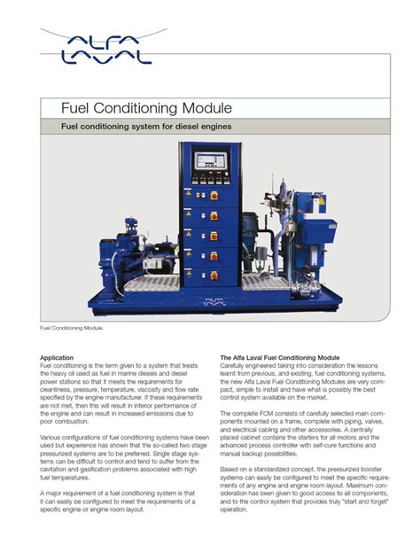 Alfa Laval Fuel Conditioning Module Pdf Pump Diesel Engine