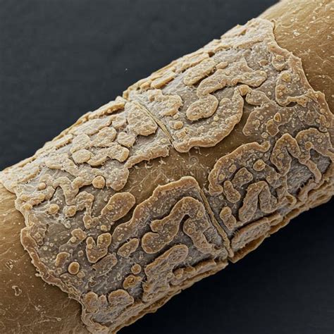 Close Up Of A Human Hair Under A Scanning Electron Microscope Showing