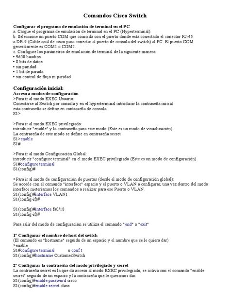 Redes Comandos Switch Y Router Cisco V2 3 Pdf Pdf Enrutador Computación Dirección Ip