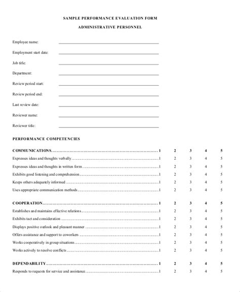 Free 7 Performance Evaluation Samples And Templates In Pdf Ms Word
