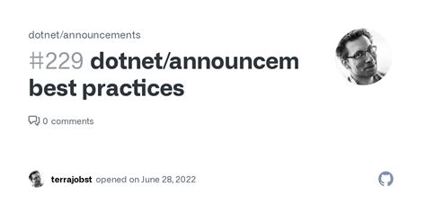 Dotnetannouncements Best Practices · Issue 229 · Dotnetannouncements