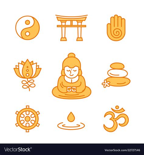 Buddhist Religious Sacred Symbols Royalty Free Vector Image