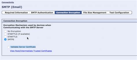 Validate Server Certificate In Scan To Email