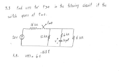Solved Find V T For T 0 In The Following Circuit If The Chegg Com