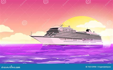 Cruise Ship Holiday Travel Poster Vector Illustration 76512998