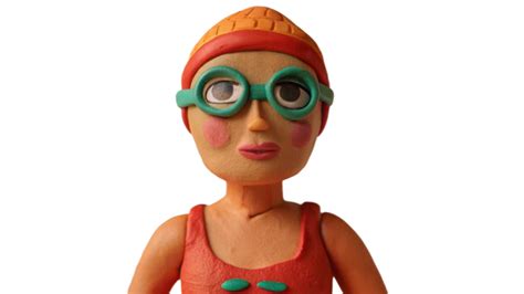 Playful Clay Figure Wearing Swimming Goggles And Swimsuit 47832388 Png