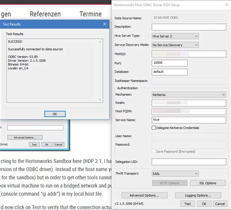 Hadoop Add Hive Link Server In Sql After Set An Odbc Hortonworks Stack Overflow