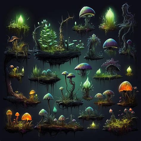 Colorful And Playful Mushroom Sprite Sheet For Roleplaying Game Assets