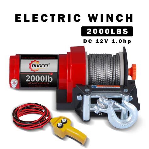 Rugcel 2000lb 12v Atv Utv Electric Winch Off Road Waterproof Steel