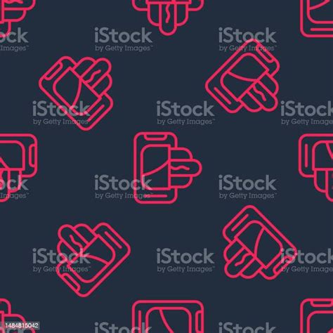 레드 라인 음식 은 검은 배경에 모바일 아이콘 고립 된 원활한 패턴에 주문 휴대 전화로 주문하십시오 레스토랑 음식 배달 개념 벡터 개념에 대한 스톡 벡터 아트 및 기타