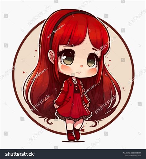 Chibi Anime Girl Red Dress Digital Stock Illustration 2263961357 Shutterstock