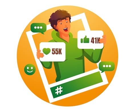 소셜 미디어 인플루언서가 많은 주목을 받습니다 프리미엄 벡터