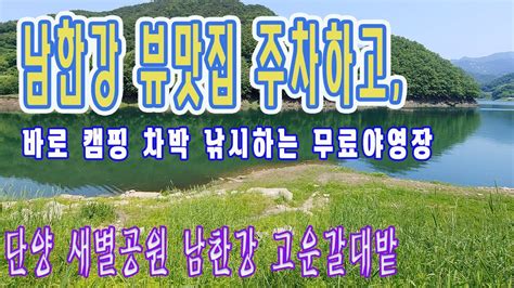 4k 강가에 주차 차박 캠핑 노지 L 단양 고운골 남한강 갈대밭 새별공원 L Youtube