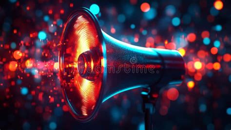 Glowing Megaphone Amplifying Message In Digital Space Stock Illustration Illustration Of Voice