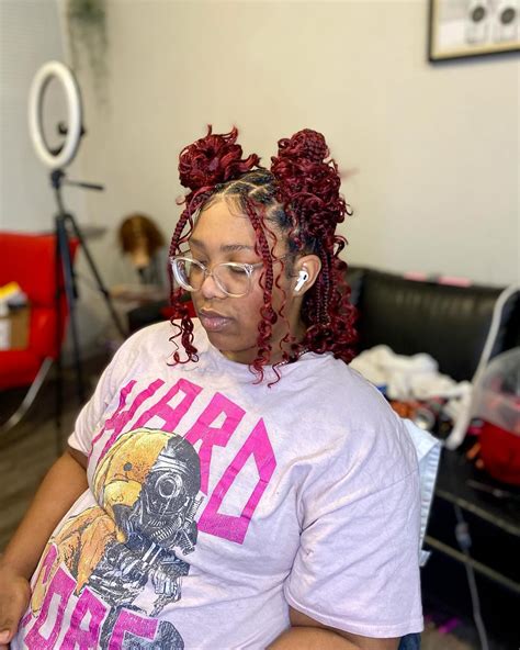 Burgundy Medium Size Boho Bob🔥🔥🔥😍 I Know I Ate With This 💪🏾 Bohobob Knotlessbraids Braids