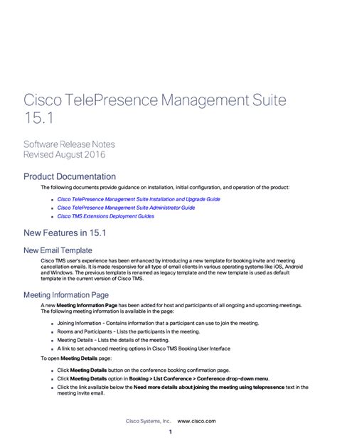 Fillable Online Cisco Telepresence Management Suite Installation And Upgrade Guide Fax Email