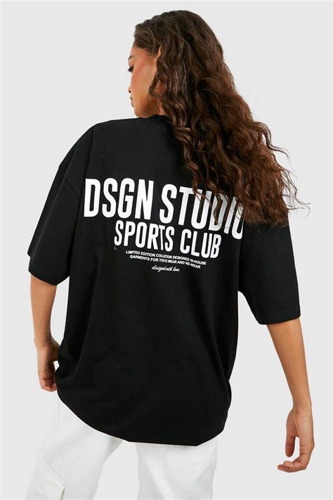 Black Dsgn Studio Sports Slogan Oversized T Shirt Boohoo Uk