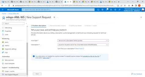 unable to increase quota in machine learning compute vcpu quota