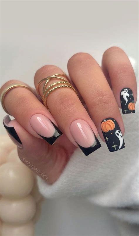 30 Spooktacular Halloween Nail Designs Ghost Pumpkin And Black Tip