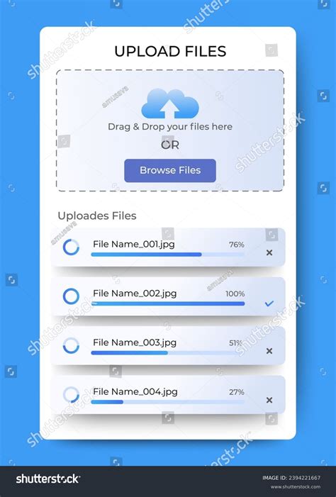 Upload File Drag Drop Dashboard Ui Stock Vector Royalty Free Shutterstock