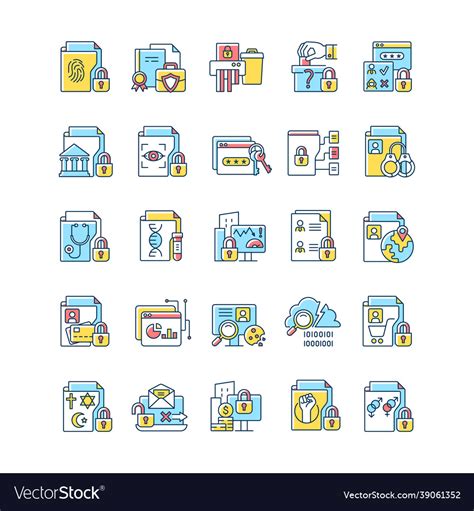 Sensitive Information Types Rgb Color Icons Set Vector Image