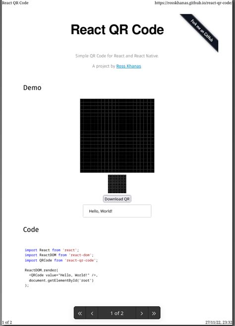 Not Showing While Printing The Page On Firefox · Issue 222 · Rosskhanasreact Qr Code · Github