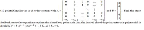 solved 10 points consider an n th order system with