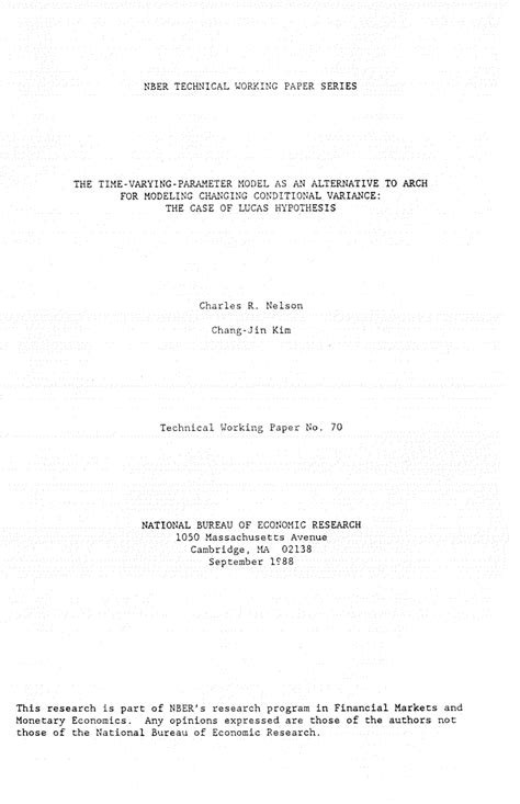 Pdf The Time Varying Parameter Model As An Alternative To Arch For