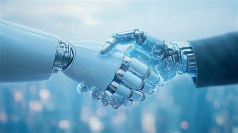 Robot Handshake Symbolizing Ai Partnership And Technology Collaboration Stock Illustration
