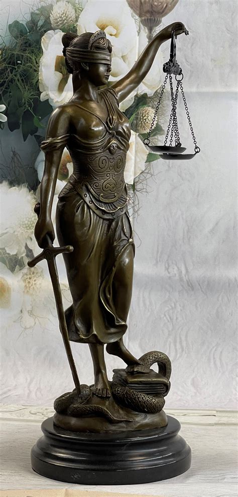 Bronze Scale Of Justice Blind Justice Sculpture Statue Classical Figur