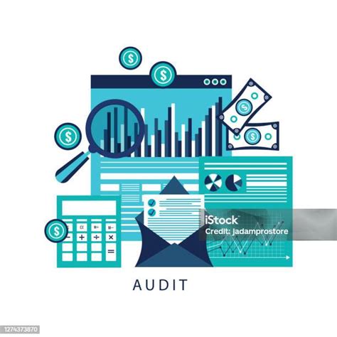 감사 연구 벡터 아이콘 테이블에 평면 만화 종이 재무 보고서 데이터 분석 그래프 및 차트와 회계 분석의 개념 개념에 대한 스톡 벡터 아트 및 기타 이미지 Istock